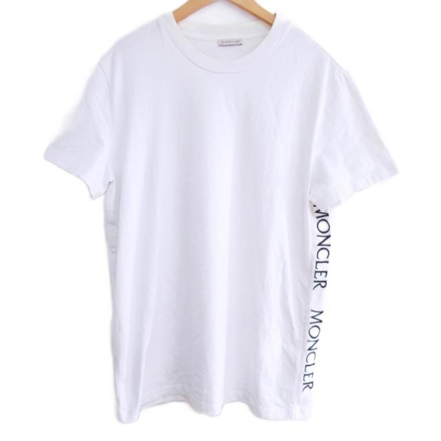 【中古】モンクレール MONCLER Tシャツ カットソー サイド ロゴ刺? クルーネック 半袖 XL 白 ホワイト IBO86