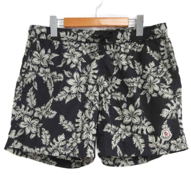 【中古】モンクレール MONCLER BOXER MARE ショートパンツ ショーツ ハイビスカス 花柄 ロゴ 水陸両用 L IBO86