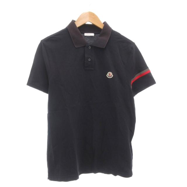 【中古】モンクレール MONCLER MAGLIA POLO MANICA CORTA ポロシャツ 半袖 鹿の子 ロゴ 紺 ダークネイビー /AE