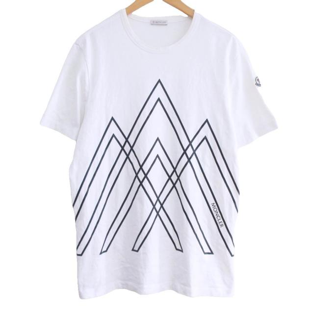 【中古】モンクレール MONCLER 21SS Tシャツ カットソー ロゴ プリント ワッペン クルーネック 半袖 L 白 IBO86