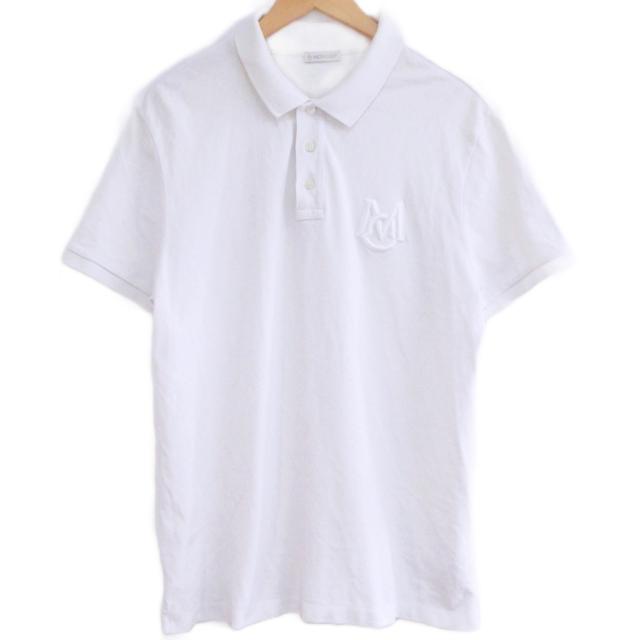【中古】モンクレール MONCLER 20SS MAGLIA POLO MANICA CORTA 鹿の子ポロシャツ ロゴ 刺繍 半袖 XL ホワイト IBO86