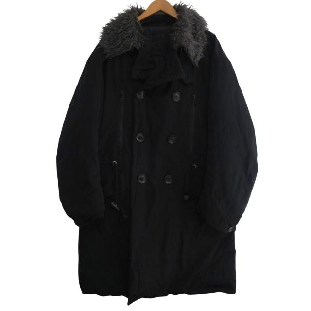 【中古】サイト s'yte バイ ヨウジヤマモト 6WB チェスターコート 中綿 サイズ3 黒 ブラック UM-C47-917