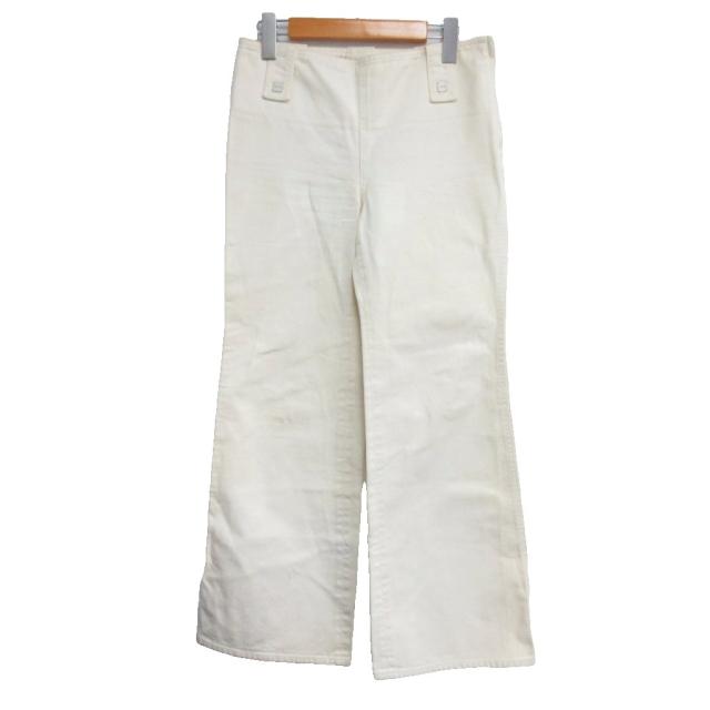 【中古】シャネル CHANEL 01P セミフレアデニム ジーンズ ブーツカット 38 白 ホワイト P17500 ■MNK3 レディース