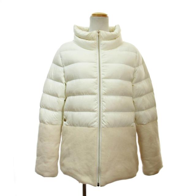 【中古】ヘルノ HERNO ウールMIX コンビ ドッキング ダウンジャケット ダウンコート オフホワイト 白