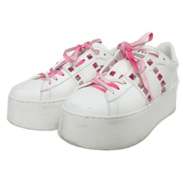 【中古】ヴァレンティノ ガラヴァーニ ロックスタッズ アンタイトル 厚底 スニーカー 37 白 ホワイト ■MNK3