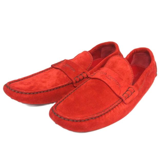 【中古】未使用品 ルイヴィトン LOUIS VUITTON ドライビングシューズ ローファー スエード 8.5  赤 レッド ■MNK3
