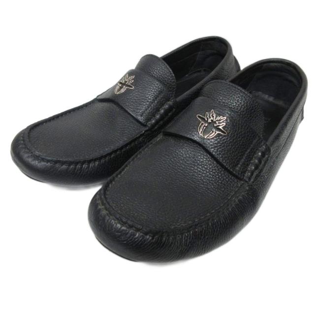 【中古】ディオールオム Dior ドライビングシューズ ローファー Bee金具 レザー シボ革 40 黒 ブラック ■MNK3