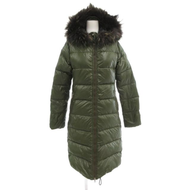 【中古】デュベティカ DUVETICA Alia ダウンコート 38 ジップアップ フード 裾ドロスト ロング カーキ /AE IBO86