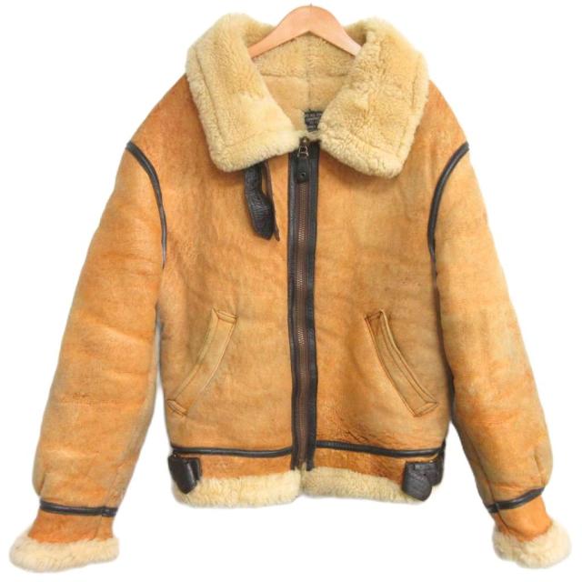 【中古】アヴィレックス AVIREX B-3 リアルムートン フライトジャケット 羊革 40 ブラウン AC-17755 33H5595 IBO86