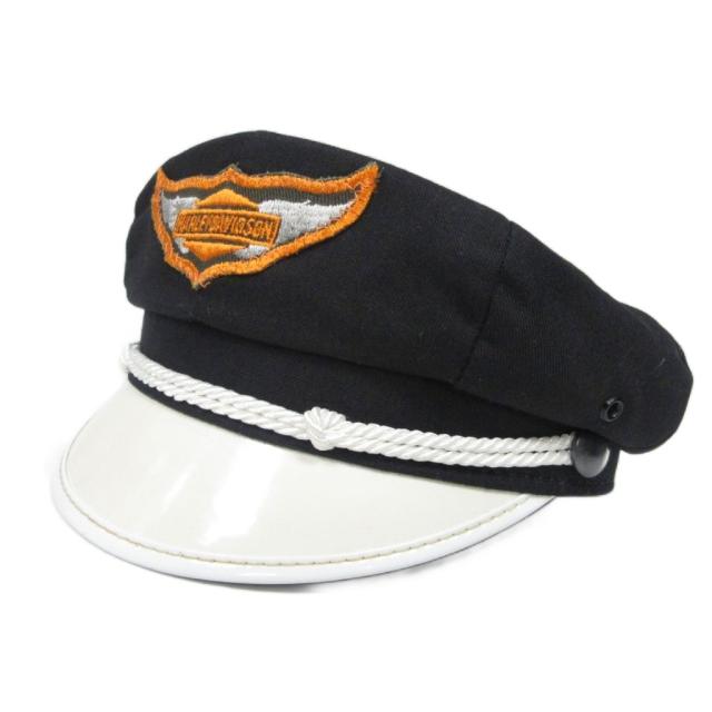 【中古】ハーレーダビッドソン 美品 50s〜60s ヴィンテージ キャプテンハット バイカーキャップ 黒 ブラック IBO86