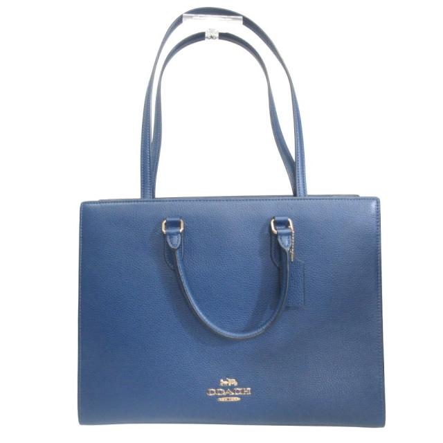 【中古】コーチ COACH マギー トートバッグ ハンドバッグ レザー ディープブルー CY666 レディース