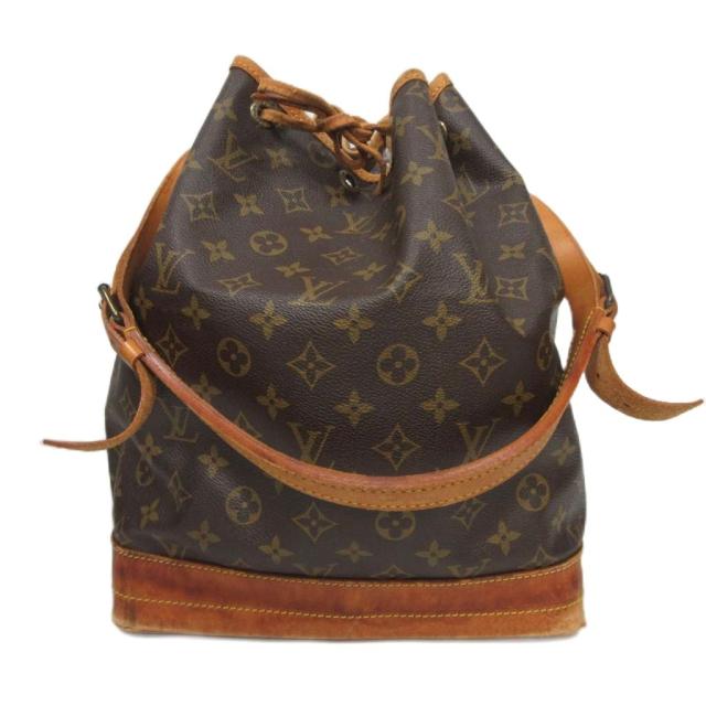 【中古】ルイヴィトン LOUIS VUITTON ノエ ショルダーバッグ モノグラム M42224 巾着型 レザー×PVC 茶 ブラウン