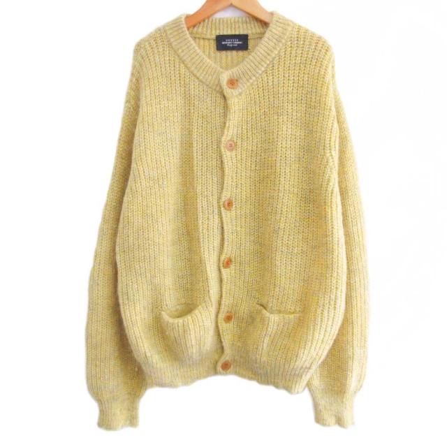 【中古】アンユーズド UNUSED クルーネックカーディガン ニット モヘヤ ウール混 2 約M 黄 イエロー 1215 メンズ