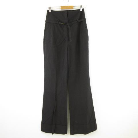 【中古】アントニオマラス antonio marras ワイドパンツ ハイウエスト ロング ストライプ こげ茶 44 *A578 レディース