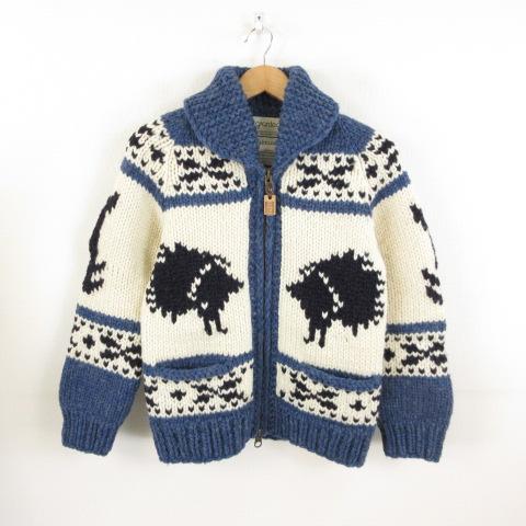 【中古】ベイフロー BAYFLOW グランテッド granted ニットカーディガン ジップアップ 長袖 青 オフホワイト メンズ
