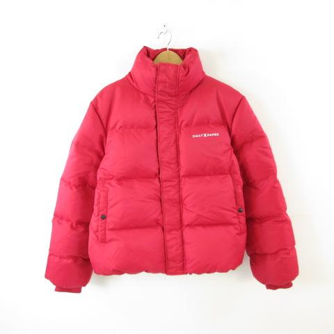 【中古】デイリーペーパー DAILY PAPER ダウンジャケット 長袖 ロゴ 赤 L  *T179 メンズ