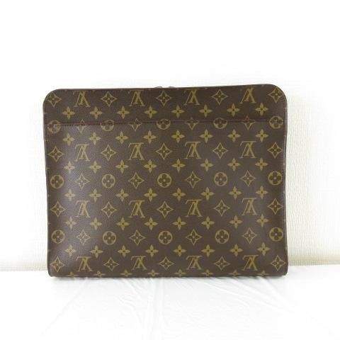 【中古】ルイヴィトン LOUIS VUITTON モノグラムマカサー ポートフォリオ セカンドバッグ クラッチ M40301 茶 メンズ