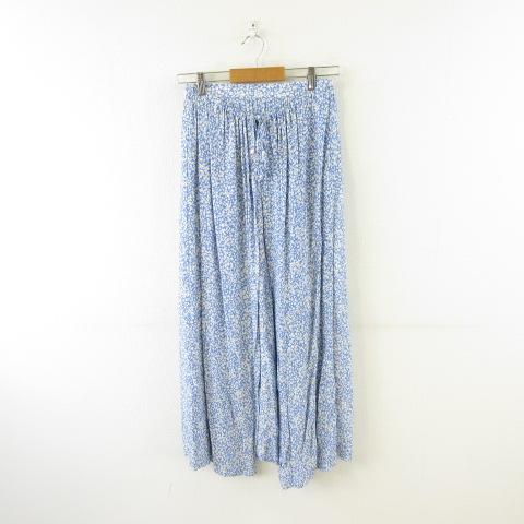 【中古】未使用品 ロペ ROPE LA LIGNE フレアスカート ロング 小花柄 青 白 38 *A270 レディース