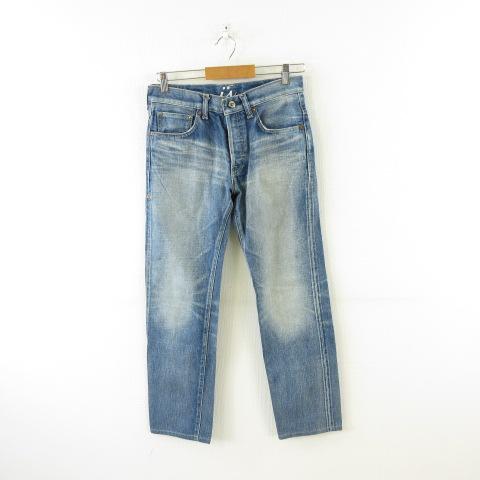 【中古】サキュー saqu デニムパンツ ロング ボーイズカット 青 0 *A292 レディース