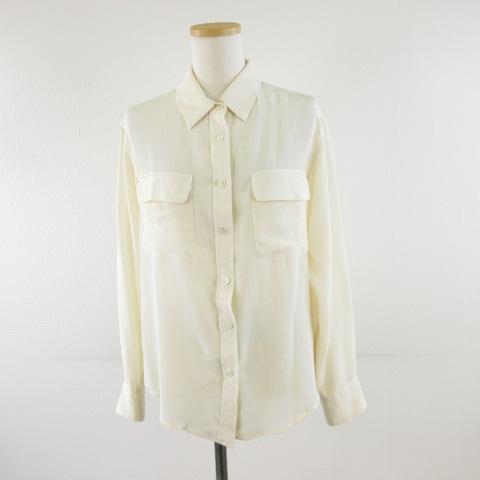 【中古】エキプモン EQUIPMENT シルクシャツ ブラウス 長袖 オフホワイト 白 XS *A451 レディース