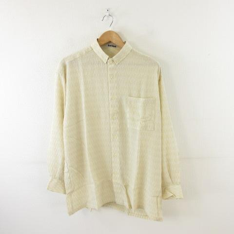 【中古】未使用品 バラシ barassi ボタンダウンシャツ 長袖 総柄 ベージュ 48 *A691 メンズ