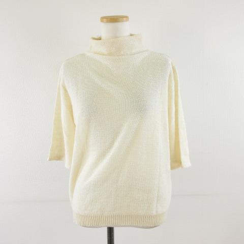 【中古】ハレルヤ サマーニット リネン混 七分袖 アイボリー *A708 レディース