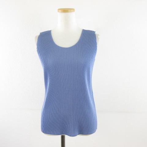 【中古】プリーツプリーズ PLEATS PLEASE イッセイミヤケ タンクトップ 青 3 *A827 レディース