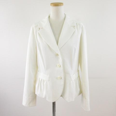 【中古】アルバロッサ alba Rossa テーラードジャケット 長袖 オフホワイト 白 44 *T404 レディース
