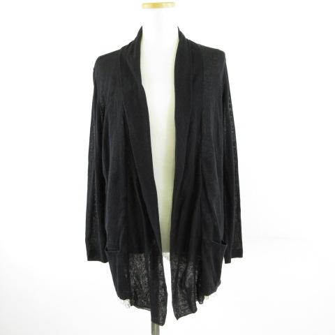 【中古】アルバロッサ alba Rossa カーディガン 長袖 レース 黒 44 *T456 レディース
