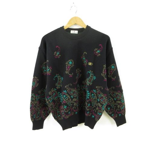 【中古】バレンシアガ BALENCIAGA SPORTS ニット セーター 長袖 黒 L *T541 ☆AA★ メンズ