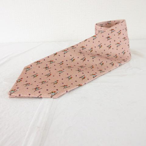 【中古】未使用品 ブルガリ BVLGARI ネクタイ 総柄 シルク ピンク *T587 ☆AA★ メンズ