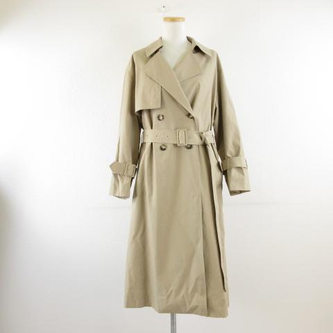 【中古】グリーンレーベルリラクシング green label relaxing オーバートレンチコート ロング 長袖 ベージュ