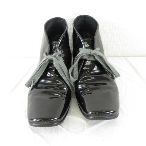 【中古】オールドキュリオシティショップ Old Curiosity Shop エナメルブーティ スクエアトゥ 黒 36 *A996 レディース