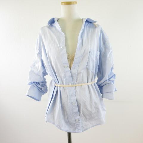 【中古】アレキサンダーワン ALEXANDER WANG シャツ ブラウス 七分袖 キャミソール 水色 0 *T370 レディース