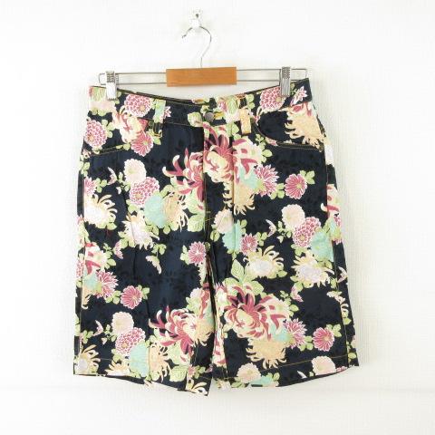 【中古】グラムディ GLAMDY ショートパンツ 和柄 紺 赤 10 *A157 メンズ レディース