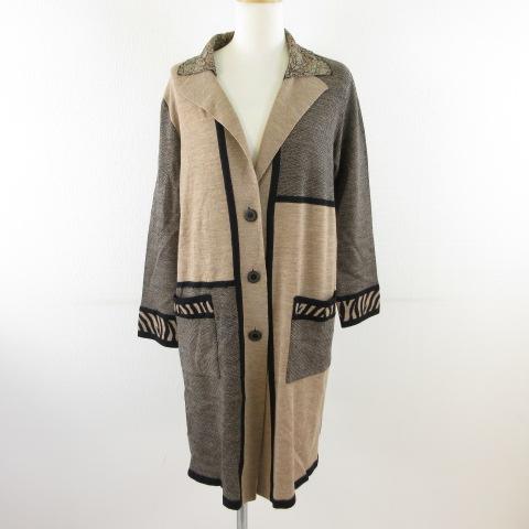 【中古】未使用品 インポートロッサ Rossa カーディガン ロング 長袖 レース 茶 44 *T647 レディース