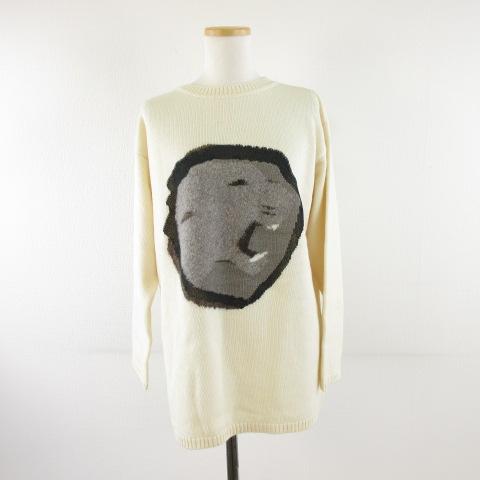 【中古】未使用品 ポイ バイ クリッツィア Poi by KRIZIA ニット セーター 長袖 アニマル オフホワイト 42 レディース