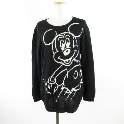【中古】アイスバーグ ICEBERG DISNEY ニット セーター 長袖 ミッキーマウス 黒 *T780 レディース