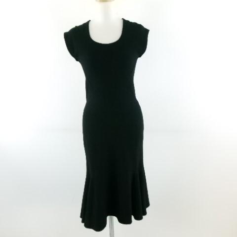【中古】ナオ タケコシ NAO TAKEKOSHI ウールワンピース ミディ丈 マーメイド 黒 40 *T919 レディース