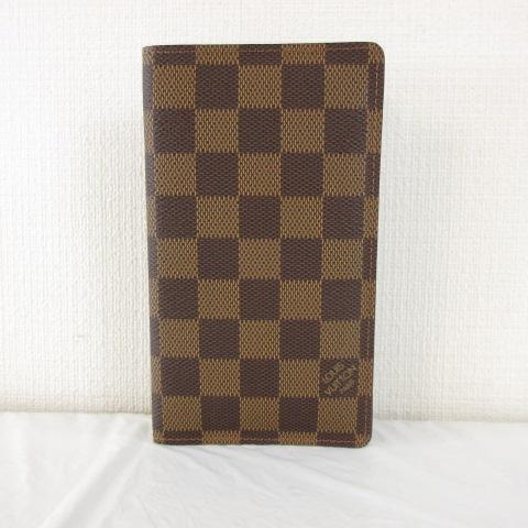 【中古】ルイヴィトン LOUIS VUITTON 手帳カバー ケース ダミエ アジェンダ レザー 茶 *T938 メンズ レディース
