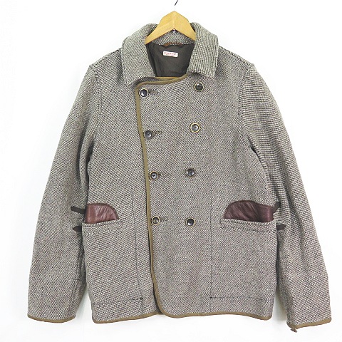 【中古】キャピタル kapital ウール リネン ツイード ピージャケット Pジャケット 2 ブラック/カーキ/アイボリー 2sa6866