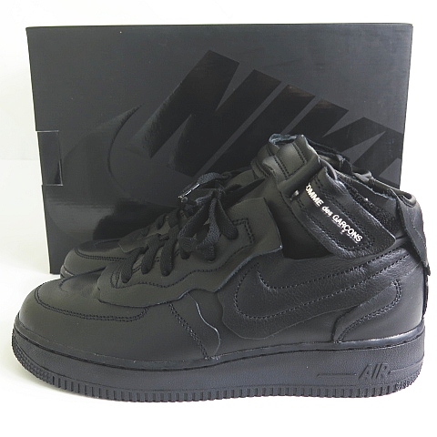 【中古】COMME des GARCONS HOMME PLUS NIKE AIR FORCE 1 MID スニーカー UK6 25cm ブラック DC3601 美品