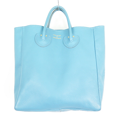 【中古】ヤングアンドオルセン YOUNG & OLSEN EMBOSSED LEATHER TOTE M レザー トートバッグ ブルーグリーン 美品