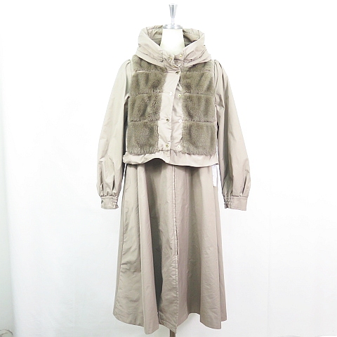 【中古】未使用品 トゥービーシック TO BE CHIC 3wayタフタ ダウンコート 40 ベージュ W5A01430 25AW 2sa7076 レディース