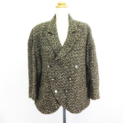 【中古】ワイズ Y's ニット ジャケット テーラード 長袖 ダブル ウール ブラウン系 ※EKM レディース