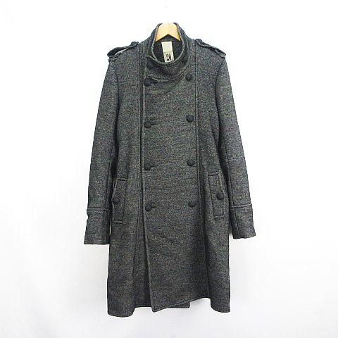 【中古】VENTI CAPPOTTI VENTI CAPPELLI コート 長袖 ロング丈 ツイード イタリア製 50 ブラック ※EKM メンズ