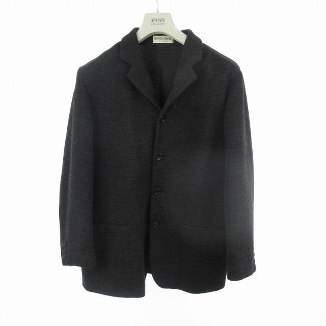 【中古】ジョルジオアルマーニ GIORGIO ARMANI テーラードジャケット ニット 4B チャコールグレー 50 ウール