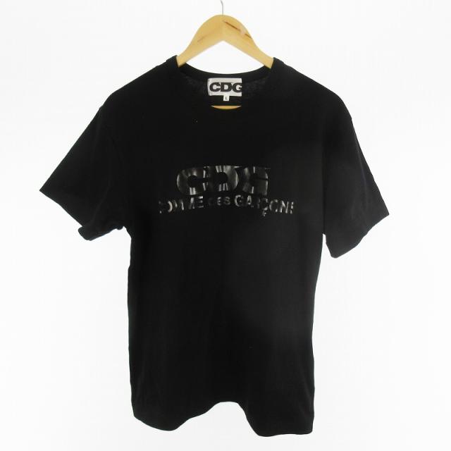 【中古】コムデギャルソン COMME des GARCONS CDG SZ-T046 Tシャツ 半袖 Logo ロゴ プリント オールブラック 黒 L AD2025