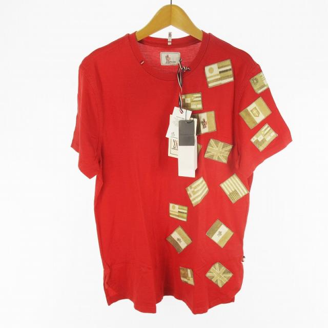 【中古】未使用品 モンクレール MONCLER GRENOBLE グルノーブル Tシャツ 半袖 クルーネック ワッペン 国旗 柄  M