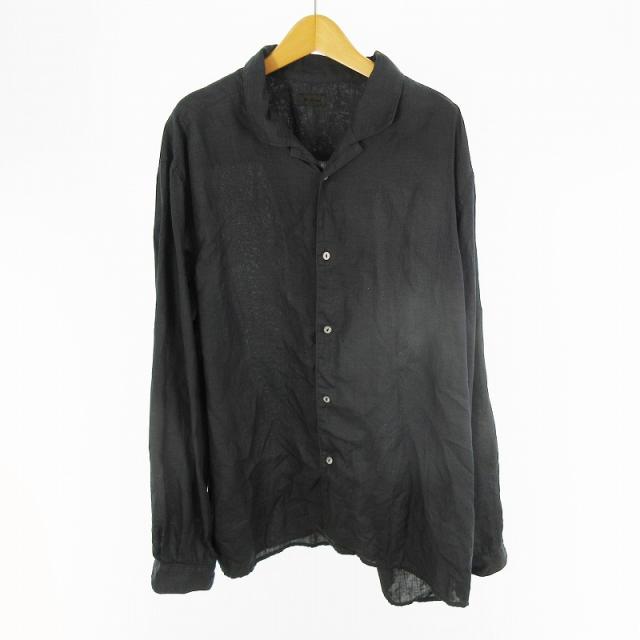 【中古】MITTAN (ミッタン) 25SS SH-117 大麻 開襟 シャツ 長袖 ヘンプ 墨黒 ブラック 3 トップス  メンズ